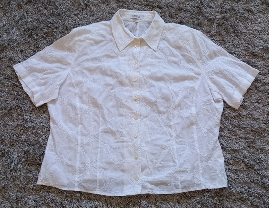 Bela vintage košulja sa vezom, 42, NOVO, pamuk