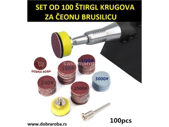 Set od 100 šmirgl krugova + nosač šmirgli za Biaks