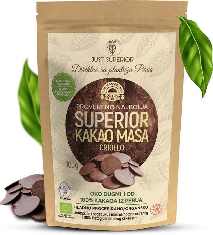 Kakao masa lomljeno zrno Criollo (organski proizvod) 100 g Just superior