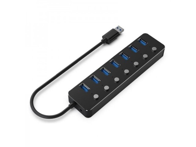 UHB-U3P7P-01 Gembird 7-port USB 3.1 (Gen 1) hub with switches, black