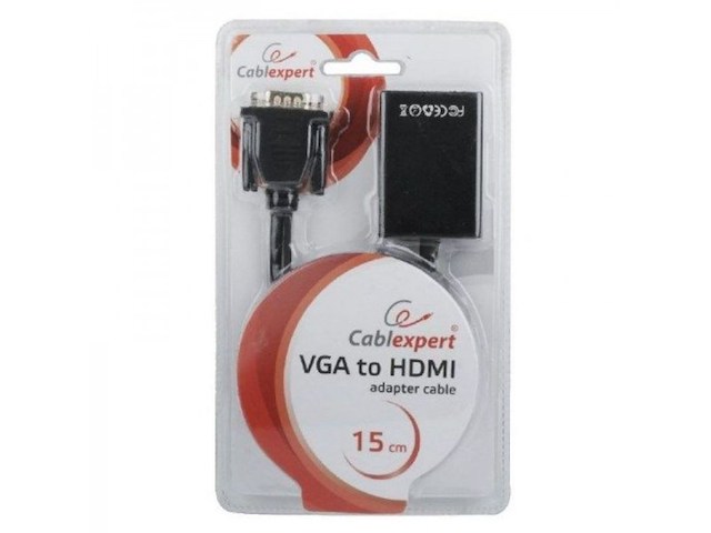 A-VGA-HDMI-01 Gembird VGA to HDMI and audio cable, single port, black WITH AUDIO