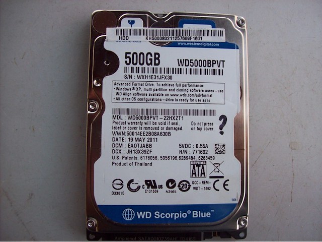 500 Gb WD sata II - 2.5 inca -WD5000BPVT