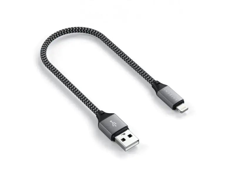 SATECHI USB-A TO LIGHTNING BRAIDED CABLE 25CM – GREY
