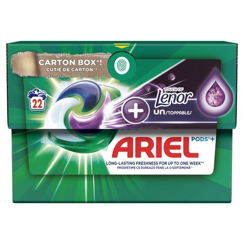 Ariel Kapsule za pranje veša + Touch of Lenor Purple Unstoppables 22 kom, 22 pranja