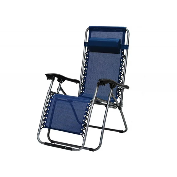 Baštenska stolica podesiva sa jastukom metalna – plava Messina