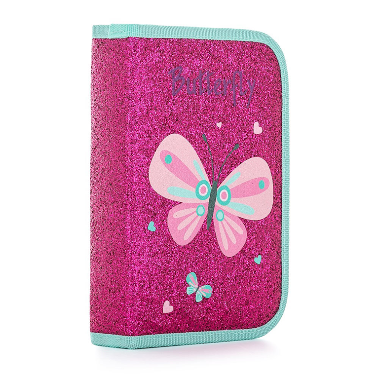 Prazna pernica glitter 1 zip BUTTERFLY