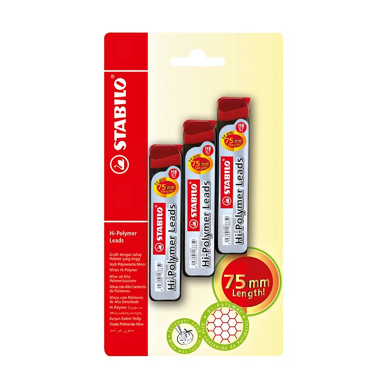 Grafitne mine 0.7mm STABILO 3208 HB blister 1/3