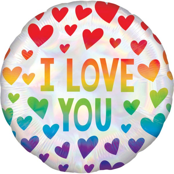 Helijumski balon 43cm Rainbow hearts