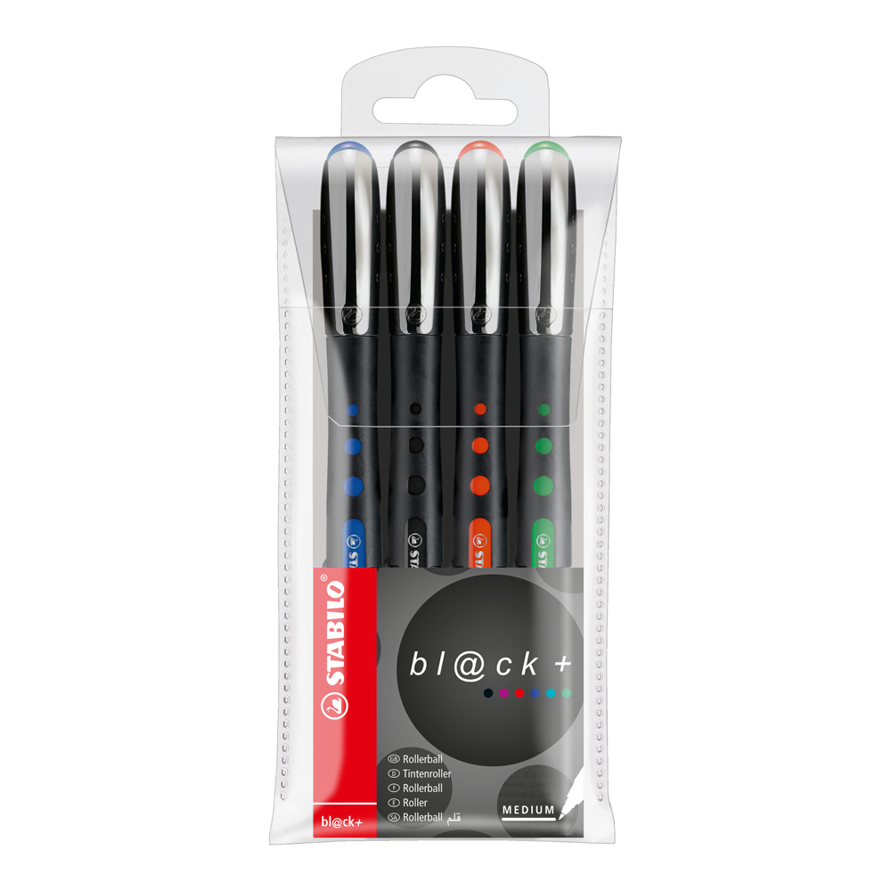 Roler 0.5mm STABILO bl@ck+ medium set 1/4