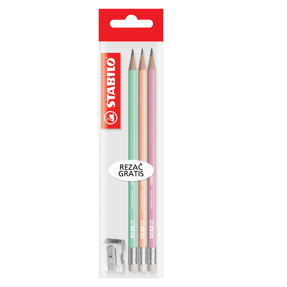 Grafitna olovka STABILO Swano Pastel 3 kom + rezač eko pak.
