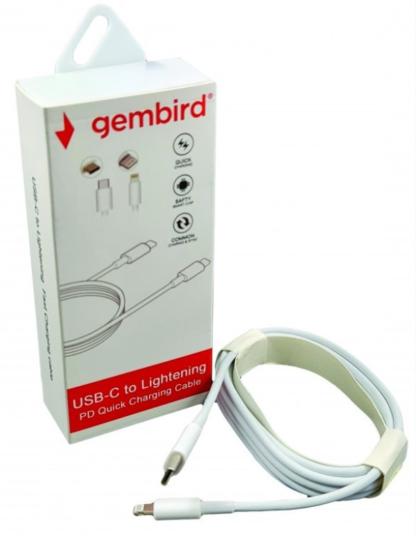 Kabl Type-C na iPhone Lightening 8-pin, Gembird CCP-AMCM-LIGHT-1.8M, QC3.0, 1.8m, beli