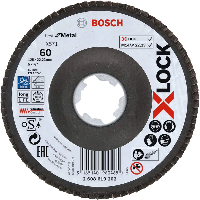 Bosch X-LOCK lamelne ploče, verzija pod uglom, vlaknasta ploča, Ø125 mm, G 60, X571, Best for Metal, 1 komad - 2608619202