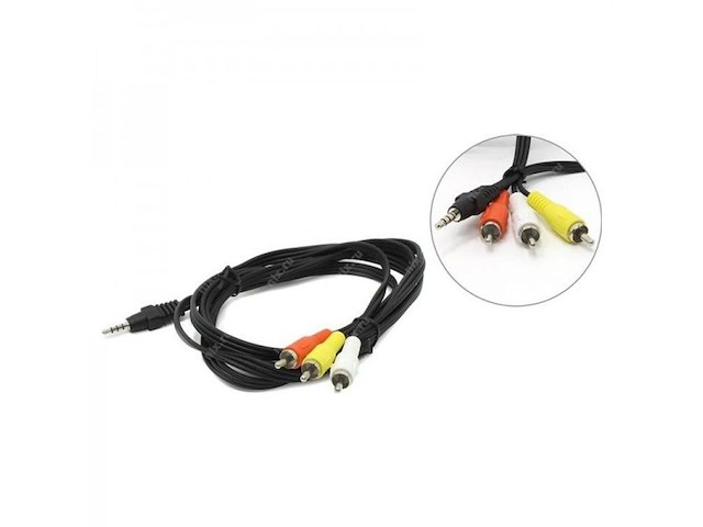 CCA-4P2R-2M Gembird Jack AV 3.5mm 4-pin, cable Jack AV 3.5mm male - 3x RCA male 2m black