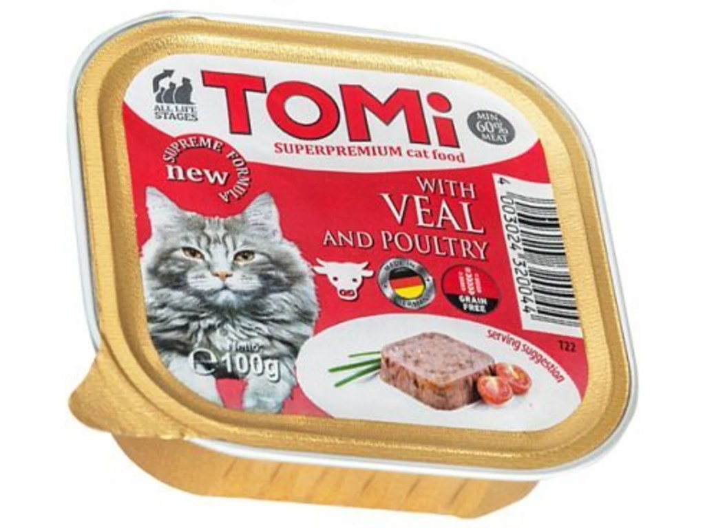 Tomi Hrana za mačke pašteta Teletina i Živina 100gr