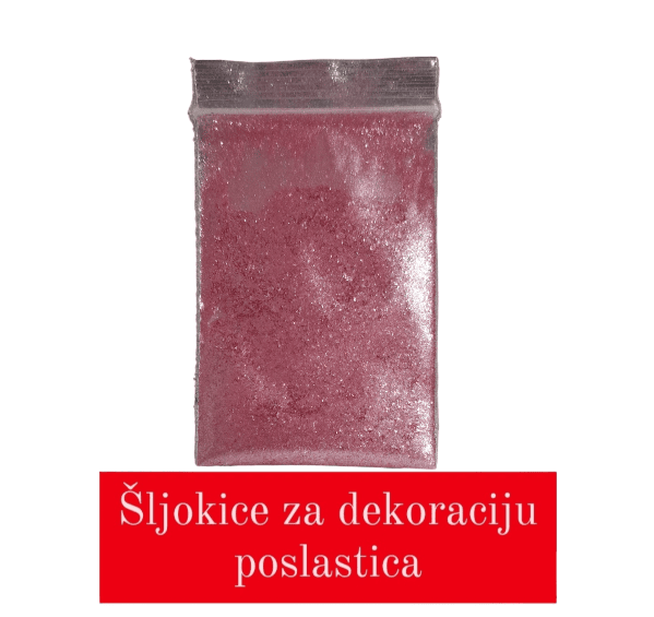 Šljokice za dekoraciju poslastica Tamno Roze 2g