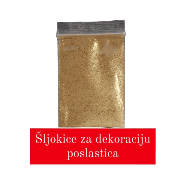 Šljokice za dekoraciju poslastica Zlatne 2g Iris