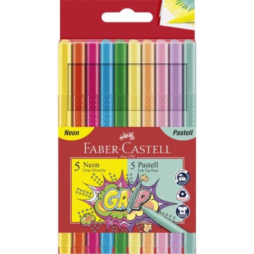 Flomasteri 1/10 155312 GRIP NEON+PASTEL, Faber-Castell