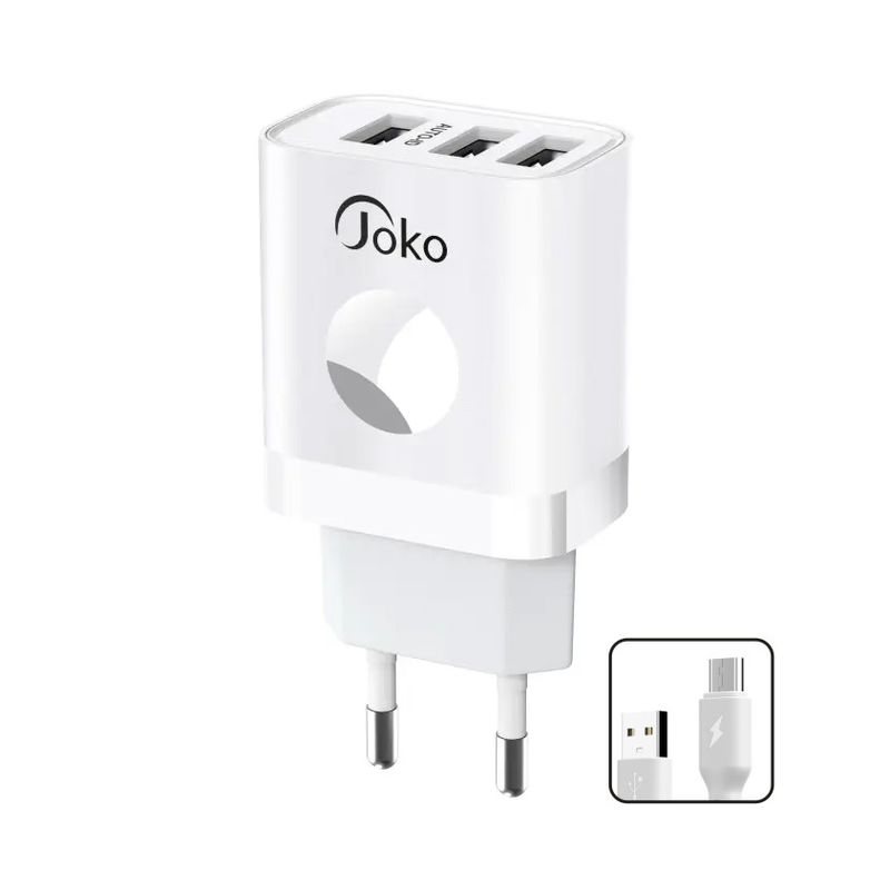 Kucni punjac KONFULON JK72, 2xUSB, 2.4A,12W, sa micro USB kablom beli