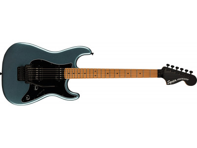 Squier By Fender Contemporary Stratocaster® HH FR, Roasted Maple Fingerboard, Black Pickguard, Gunmetal Metallic