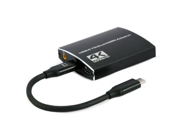 A-CM-HDMIF2-01 Gembird USB-C to dual HDMI adapter, 4K 60Hz, black