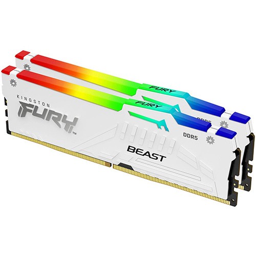 Kingston 64GB (2x32GB) DDR5 5200MT/s CL36 FURY Beast White RGB EXPO memorija | KF552C36BWEAK2-64