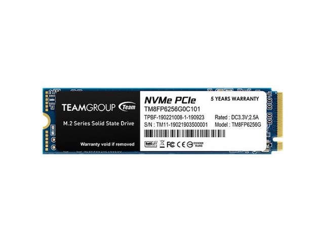 TeamGroup M.2 2280 256GB MP33 SSD PCIe Gen3 x4, NVM Express, 1600/1000MB/s TM8FP6256G0C101