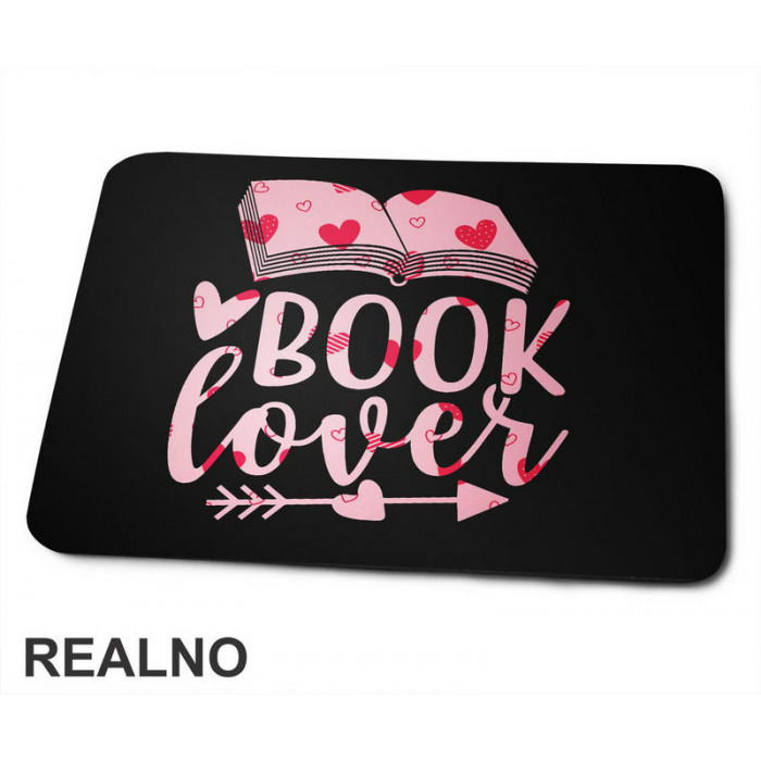 BOOK LOVER - PINK HEARTS - BOOKS - ČITANJE - KNJIGE - PODLOGA ZA MIŠ