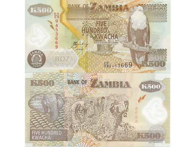 Zambia 500 kwacha 2009. UNC POLIMER