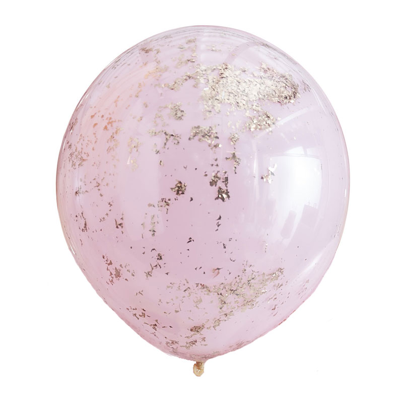 Roze balon u balonu sa rose gold konfeticama 42cm – 1 kom