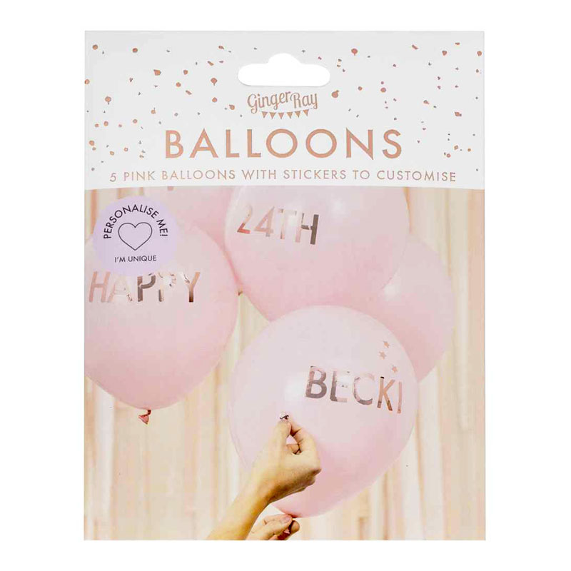 Roze personalizovani baloni 28cm – 5 kom
