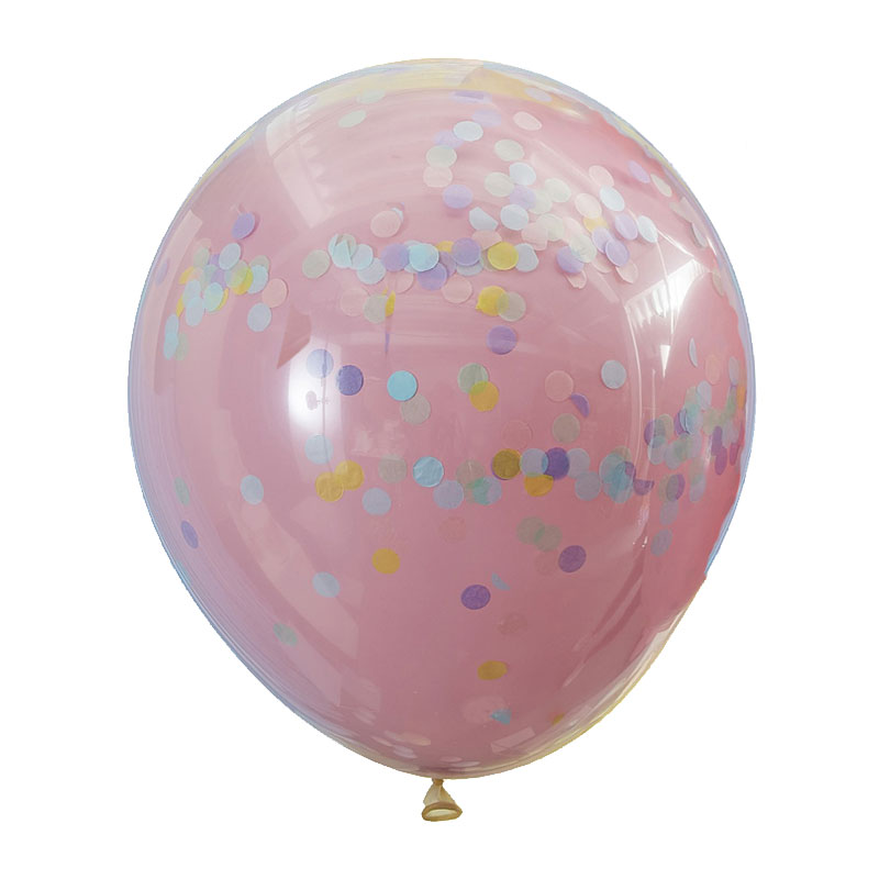 Roze balon u balonu sa šarenim konfeticama 42cm – 1 kom