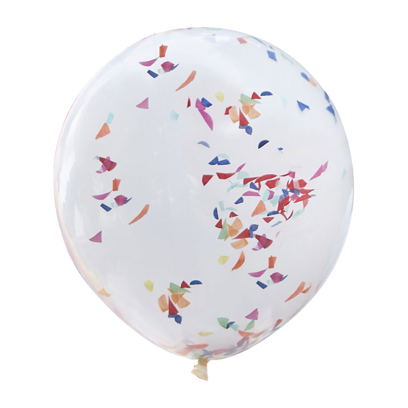 Beli balon u balonu sa šarenim konfeticama 42cm – 1 kom