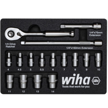 Wiha set gedora sa nastavcima 1/4" 17/1 W44683