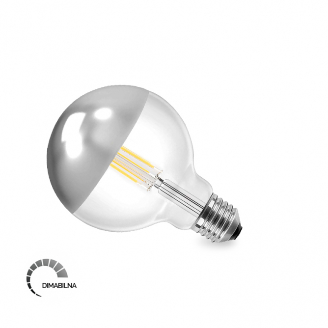 LED SIJALICA FILAMENT DIM G125 8W E27 2700K 1055lm TOP SILVER