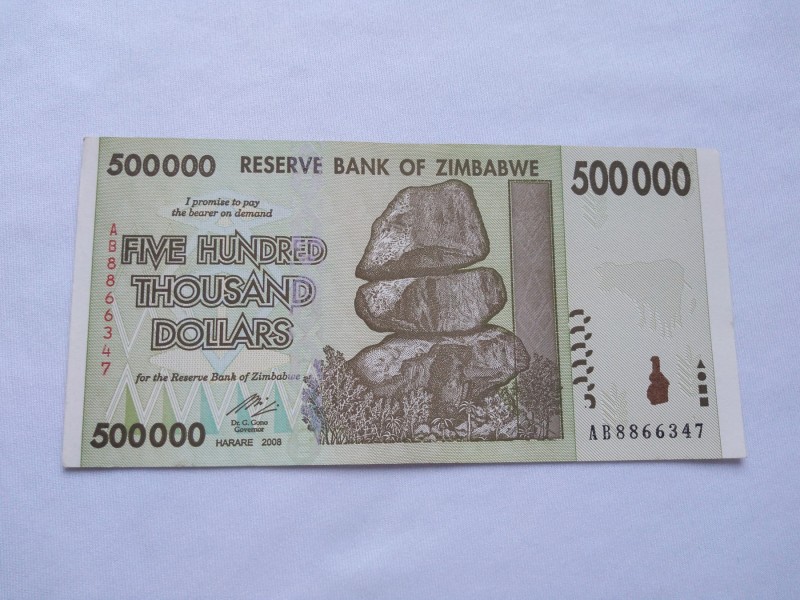 Zimbabve 500.000 dolara, 2008 god.UNC,AB