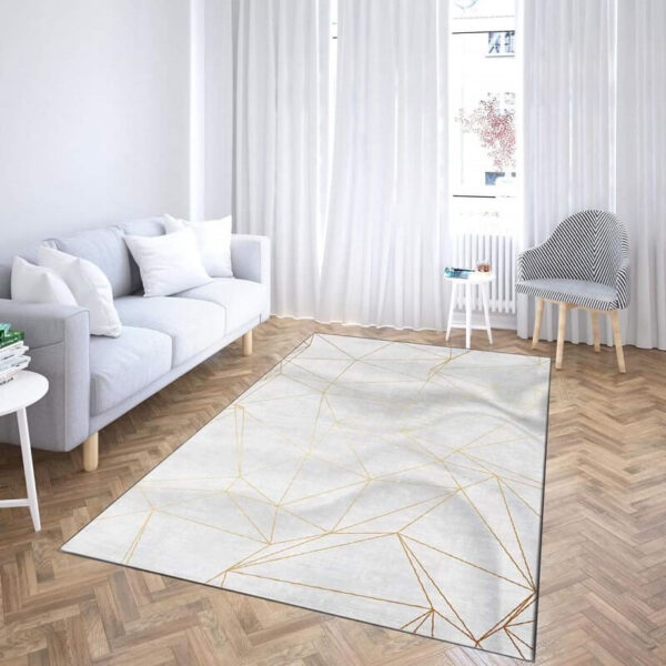 Tepih sa kožnom podlogom 120x180cm – Trouglovi, bež – TK-1010