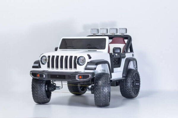 Big Jeep na akumulator 4×4 sa kožnim sedištem i mekim gumama – Beli