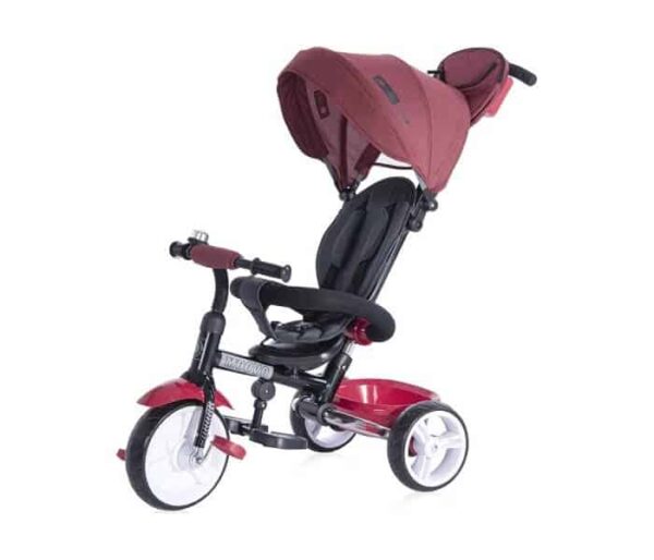 Tricikl za decu Moovo sa blagim podešavanjem naslona Red & Black Luxe Lorelli