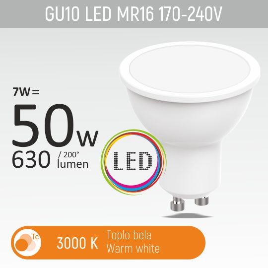 LED sijalica 7W GU10 toplo bela 3000K