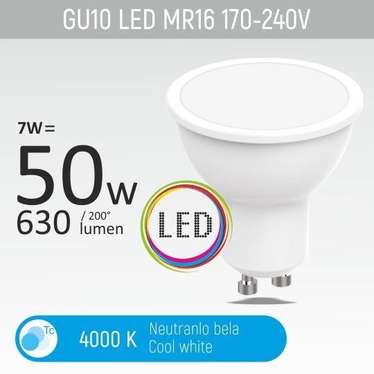 LED sijalica 7W GU10 bela 4000K