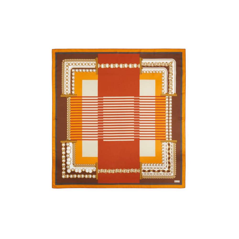 VAKKO GEOMETRIC PATTERNED SILK SCARF