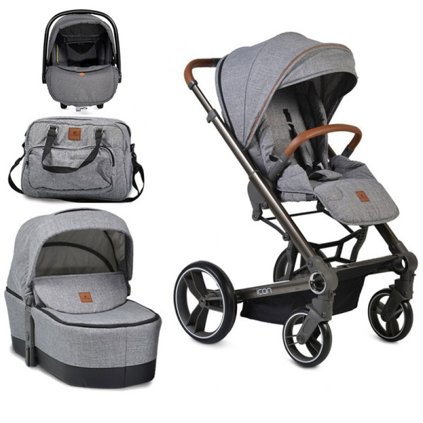 Kolica za bebe ICON Set 3u1, sa autosedistem, Cangaroo, Grey