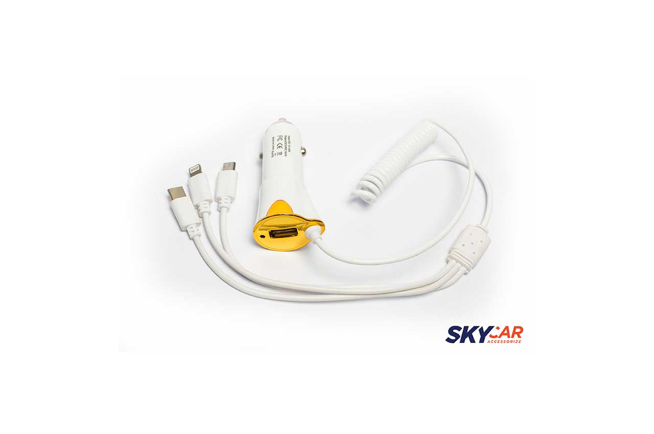 PUNJAČ ZA MOBILNI 12V 3 ADAPTERA USB + IPHONE SKYCAR