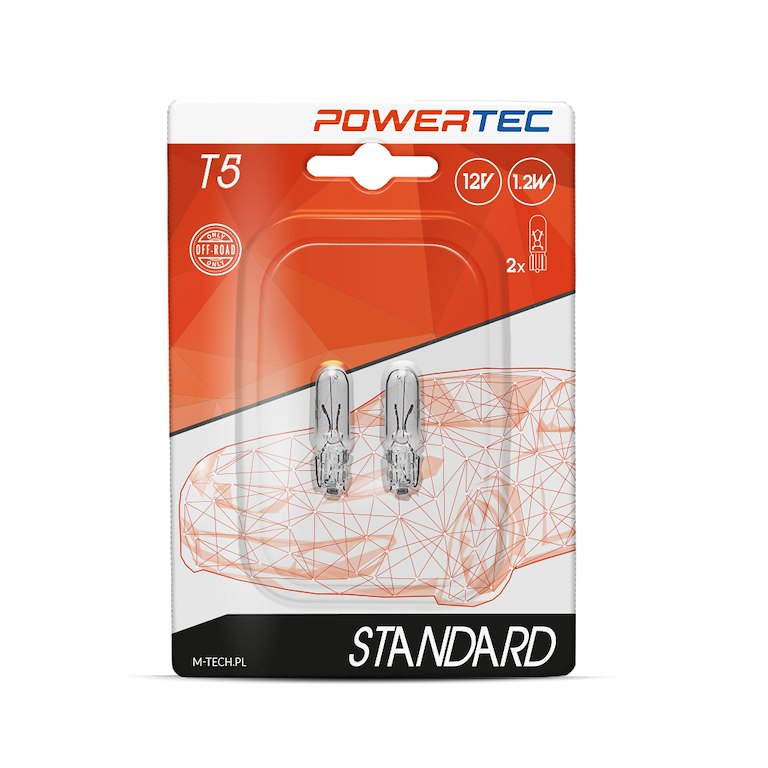 SIJALICA T5 12V 1,2W W2X4.6D BLISTER STANDARD POWERTEC