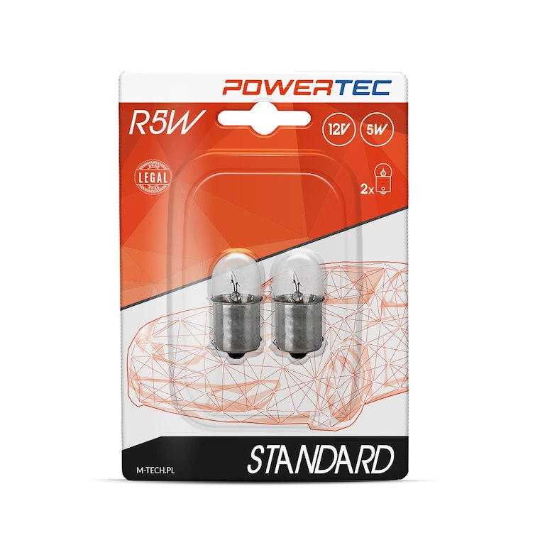 SIJALICE 2 KOM R5W 12V 5W BA15S BLISTER STANDARD POWERTEC