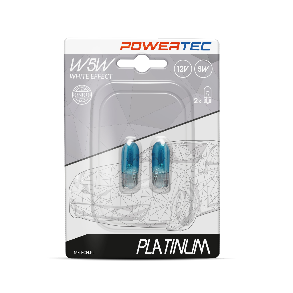 SIJALICE 2 KOM W5W T10 5W 12V BELE PLATINUM BLISTER POWERTEC