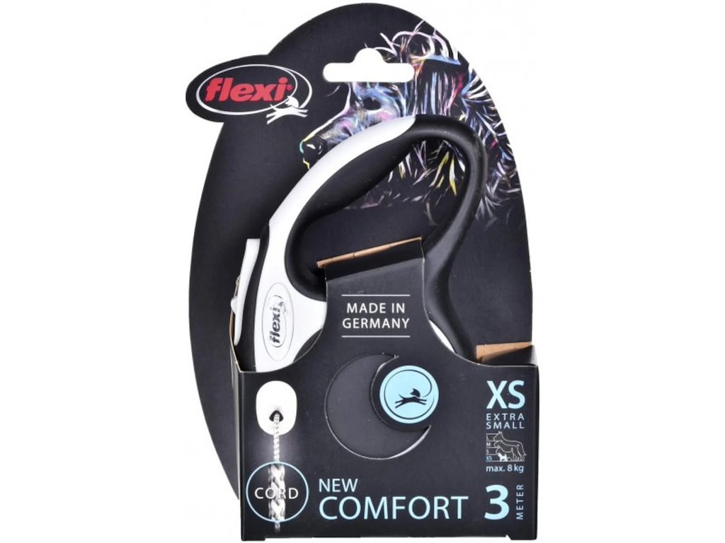 Flexi Povodac za pse Comfort XS Cord crni 3m