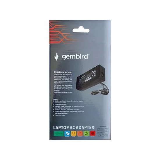GEMBIRD NPA90-190-4740 (AS16) PUNJAČ ZA LAPTOP 90W-19V-4.74A, 5.5X2.5MM BLACK (983) 38954 CENA