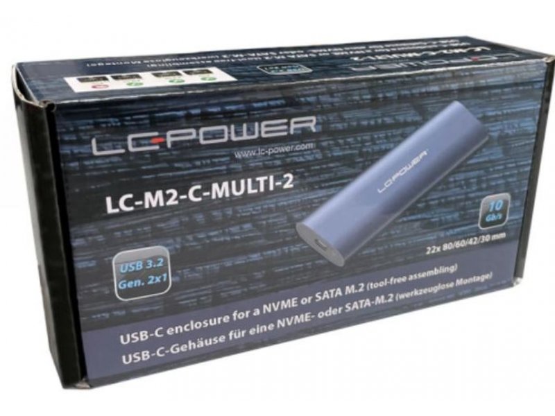 LC POWER LC-M2-C-MULTI-2 NVME SSD RACK M2 ENCLOSURE FOR M.2 SSD USB3.2 GEN.2X1 TYPE C ANTRACIT CENA