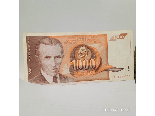 Jugoslavija 1000 Dinara 1990